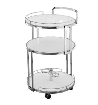 Generic Küchenwagen aus Edelstahl mit 3 Etagen und Glasregalen - vielseitiger Aufbewahrungswagen für den Heim- und Hotelgebrauch, 52 x 82 cm, stilvoll und Des