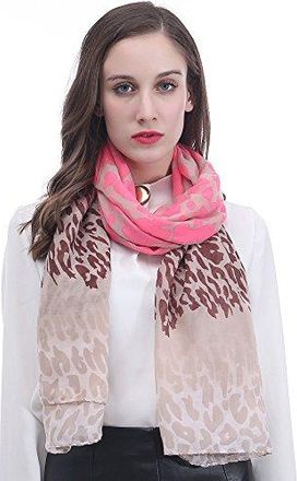 Lina & Lily Écharpe Foulard pour Femme Imprimé Léopard Animal (Rose)