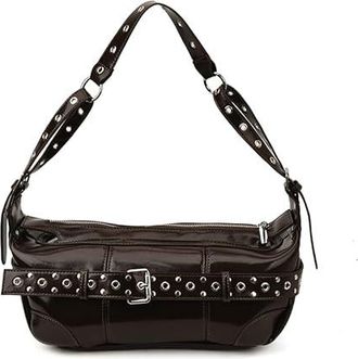 Generic Sac &agrave; main en cuir synth&eacute;tique avec rivets sous les bras et boucle de ceinture pour femme, travail, shopping, voyage, quotidien, caf&eacute;, 13.58x5.71x5.51
