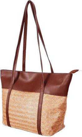 BESTONZON Grand Paquet Cabas en Paille Tress&eacute;e Fait Main Grosse Capacit&eacute; Paquet Bandouli&egrave;re D&Eacute;t&eacute; Tiss&eacute; pour Femme L&eacute;ger et Spacieux Cabas D&eacute;contract&eacute; Multifonct