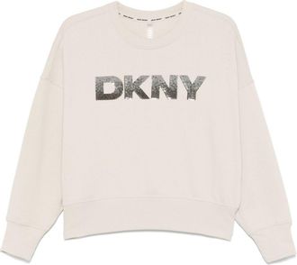 DKNY Sweatshirt mit Pailletten-Logo - Nude