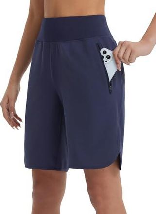 Baleaf Short Sport Femme, Jogging Pantalon Léger High Taille Elastique Respirable Bleu XXL