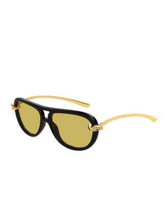 Bottega Veneta Womens Sunglasses Black-Yellow Bio Injection Eyewear - Black/yellow