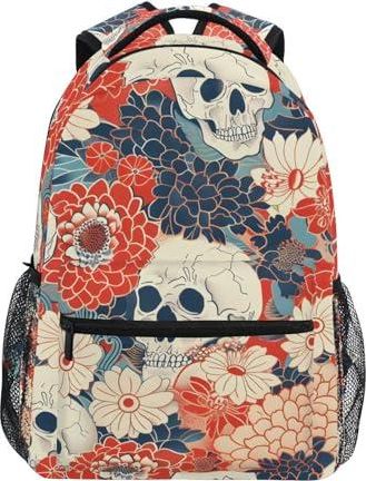 Generic Cr&acirc;nes Fleurs Rouges Sac &Agrave; Dos L&eacute;ger Sacs A Dos Confort Cartable Scolaire Pour Pc Camping Randonn&eacute;e 29X40Cm