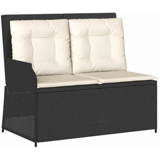 vidaXL Gartenbank mit Kissen Schwarz Poly Rattan vidaXL