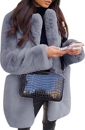 ORANDESIGNE Manteau Femme Hiver Chaud Chic Veste Polaire Epaisse Interieur Peluche Blouson en Fausse Fourrure Ouvert Cardigan Long Chic et Elegant Mode Décontract