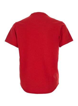 Dsquared2 Mens Red Crewneck T-Shirt With Maxi Print Cotton T-Shirts And Polos