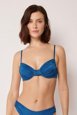 Calzedonia Balconette-bikinioberteil Shiny Satin Blau
