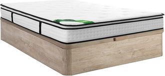 Vente-Unique Set 160 x 200 cm - Bettkasten Natur Hell + Taschenfederkernmatratze 7 Zonen mit integriertem Topper und Bambusbezug 23 cm - TAREVO von NATUREA