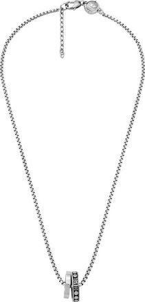 Diesel Halskette F&uuml;r M&auml;nner Doppel-Anh&auml;nger, 55 Cm + 5 Cm Silber/Stahl Edelstahl Halskette, DX1168040