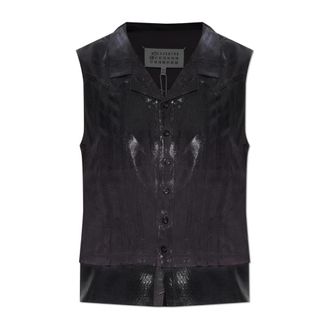 Maison Margiela Shimmering Finish Top - - Tops - Damen - Schwarzk - XS