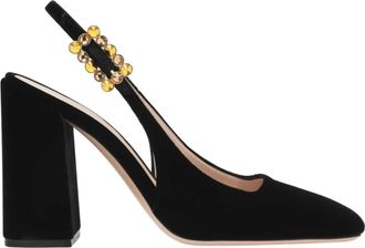 Gianvito Rossi Femme, Chaussures, Noir, Taille: 40 EU Wondy 95 Velvet Slingback Pump