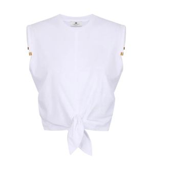 Elisabetta Franchi Jersey-T-Shirt mit Knoten - - Tops - Damen - Wei&szlig; - M