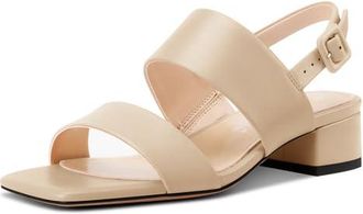 Castamere Femmes Bloc Chunky Bas Talon Heel Ouvert Carr&eacute; Bout Boucle Sandales Dress D&eacute;contract&eacute; Party Chaussures 3.5 CM Heels Nude 38 EU