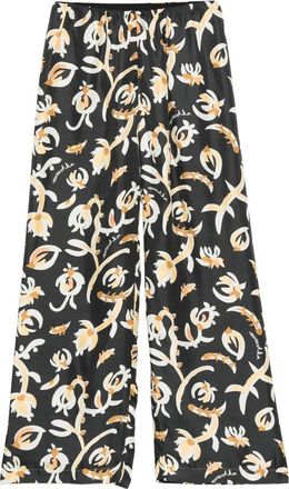 Nanushka pantalon droit à fleurs et taille élastique - Noir