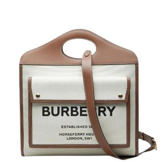 Burberry Pre-owned Pocket Bag Medium Canvas Leather 2way Bag - - Pre-owned - Damen - Beige - ONE SIZE