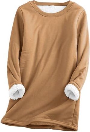 Generic Tee Shirt Thermique - Haut Thermique Femme Sport - Sous Vetement Chaud Femme - Couleur Unie - Col Rond - Manches Longues - Pas Cher - Pull Chaud Dhive