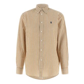 Polo Ralph Lauren Homme, Chemises, Beige, Taille: XS Chemise ray&eacute;e en coton et lin