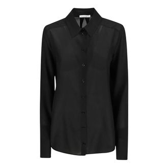 Patrizia Pepe Femme, Blouses et Chemises, Noir, Taille: 42 FR Chemise en cr&ecirc;pe &agrave; manches longues