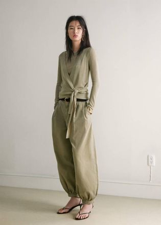 Mango Cardigan maille naud vert d&acute;eau - Femme - S - MANGO