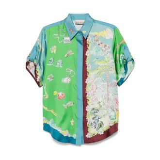 Alemais Seidenhemd in Apfelgr&uuml;n mit Motivdruck - - Blouses & Shirts - Damen - Mehrfarbig - L