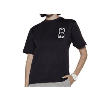 Pinko Pinko, Femme, Tops, Bleu, Taille: 36 FR T-shirt Camt Logo Bordado
