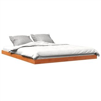vidaXL Vidaxl - Cadre de lit en bois de pin massif 150x200cm - Cire marron - Assemblage requis - Design moderne et rustique