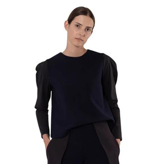 Chie Mihara Marineblaue Kreppbluse mit Tech-&Auml;rmeln - - Blouses & Shirts - Damen - Schwarzk - L