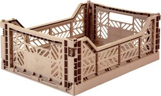 AYKASA Ay-Kasa Klappkiste, stabile Faltkiste aus Kunststoff, stapelbar, warm Taupe, Midi (40x30x14cm)