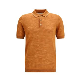 Brooksfield Leinenmischung Polo Shirt - - Tops - Herren - Orange - M