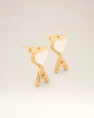 Ami Boucles doreilles dor&eacute;es en laiton martel&eacute;es Ami de Coeur blanc Blanc - TU - Unisex