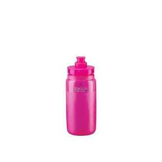Elite Fly Tex Bidon Cyclisme 550ml Transparent Rose Fluo - Gourde V&eacute;lo Ultral&eacute;ger Sans BPA Texture TEX - Pour Route VTT Gravel