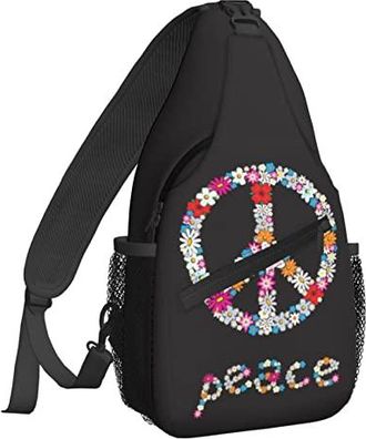 Generic Symbole Floral De La Paix Printani&egrave;re Sac Poitrine Multifonctionnel Pochette Epaule Pratique Sacoche Bandouliere Pour Randonn&eacute;e Shopping Camping