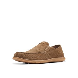 Clarks Herren Flexway Easy Mokassin, Light Tan Suede, 44.5 EU