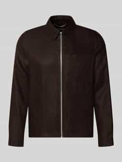 Drykorn Regular Fit Hemdjacke aus Leinen mit Rei&szlig;verschluss