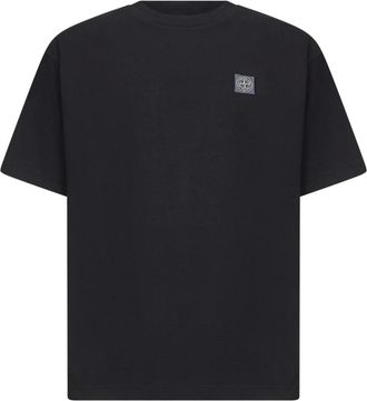Stone Island Homme, Tops, Noir, Taille: XL T-shirt en jersey de coton avec écusson Compass