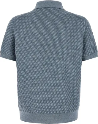 Brioni Trama Weave Polo - Blue