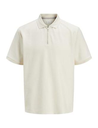 Jack & Jones Jprccronnie SS Zip Polo Noos, Blanc &eacute;clatant., L