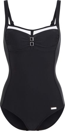 Lascana Damen Damen Badeanzug mit Kontrastdetails & Shaping-Einsatz im Marine-Design mit Shaping, Verstellbare Träger