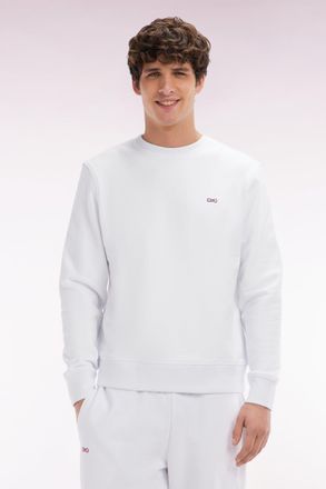 Eden Park Sweatshirt En Molleton Coton Blanc Coupe Droite Et Col Rond