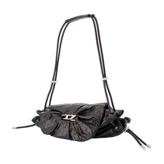 Diesel Womens Scrunch-D Small Shoulder Bag - Diesel Leather Black Cowhide Shoulder-Hobo-Bags