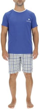 Pierre Cardin Pyjama Homme Court 100% Coton, V&ecirc;tements de Nuit Homme, Ensemble T-Shirt et Short, Bleu Taille L