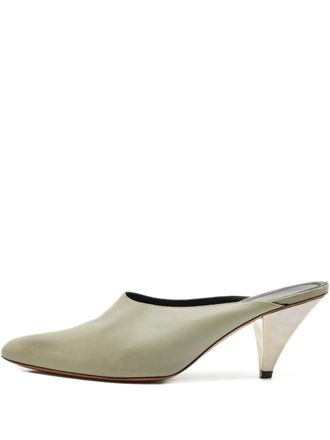 Celine mules en cuir &agrave; bout pointu - Gris