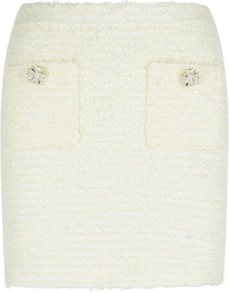 Self Portrait Femme, Jupes, Beige, Taille: 40 FR Mini-jupe en maille textur&eacute;e