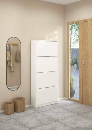 Dmora Schuhschrank Natalie, Schuhregal, Mehrzweck-Eingangsgarderobe, M&ouml;bel f&uuml;r Schuhe, 70x24 h162 cm, Wei&szlig;