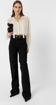 Gerard Darel Chemise en dentelle &agrave; col lavalli&egrave;re - CYRANA - Blanc