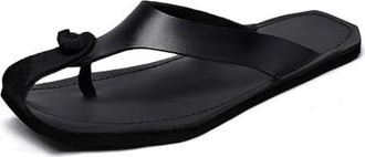 Generic Tongs en cuir pour homme - Tendance et d&eacute;contract&eacute;e - Confortables, Noir, 42 2/3 EU