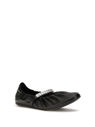Jimmy Choo London Womens Jade Ballerinas X Black-Crystal Black/crystal Flat Shoes