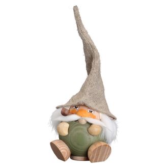 Seiffener Volkskunst | R&auml;uchermann Figur | Waldzwerg 19 cm | R&auml;ucherfigur | R&auml;ucherm&auml;nnchen Erzgebirge Original | 19033 | Waldzwerg Moosgr&uuml;n