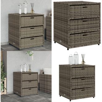 vidaXL Gartenschrank Grau 55x59x69 cm Poly Rattan - Outdoor-Schrank - Gartenschrank - Stauraum - Gartenorganisation - Polyrattan - Home & Living